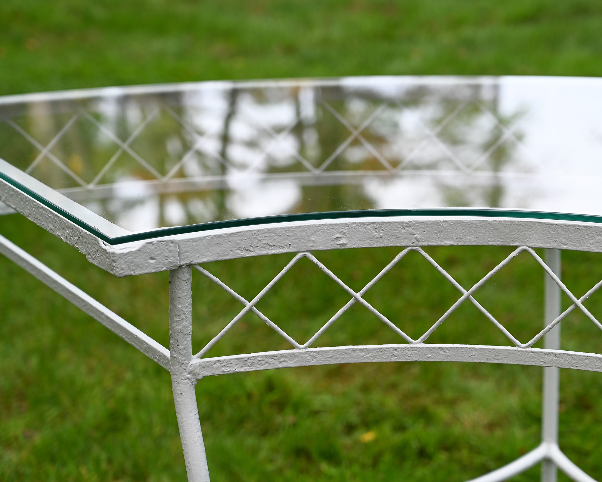 06140 Quarter Circular Wrought Iron Tables - Barbara Israel Garden Antiques